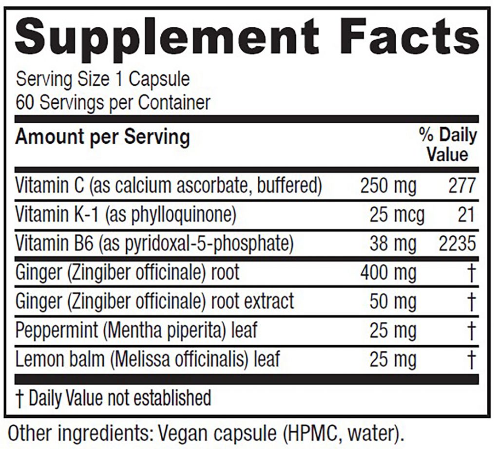 Nausea Ease™ - 60 capsules - Vitanica | Natural Health Care for Women